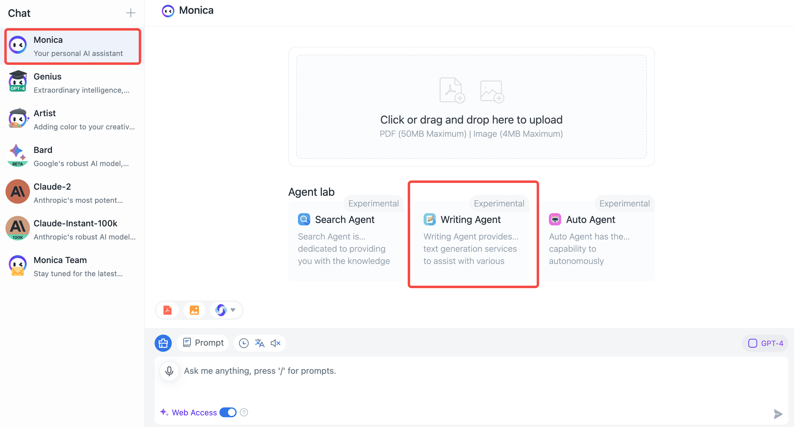 Monica Writing Agent - A better, 10x faster way to write